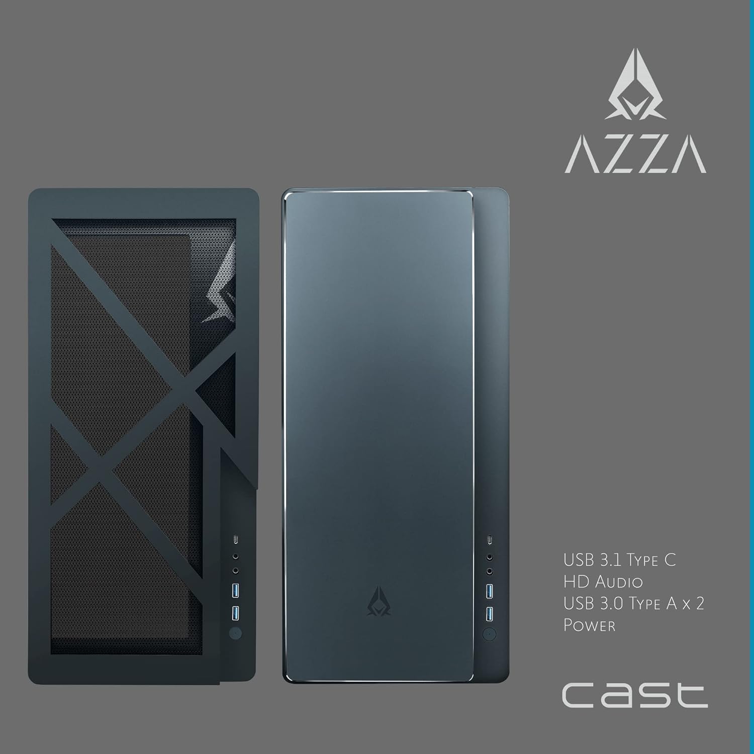 AZZA CAST PC Case – ATX Mid-Tower with Aluminum Wings, Mesh & Plate ...