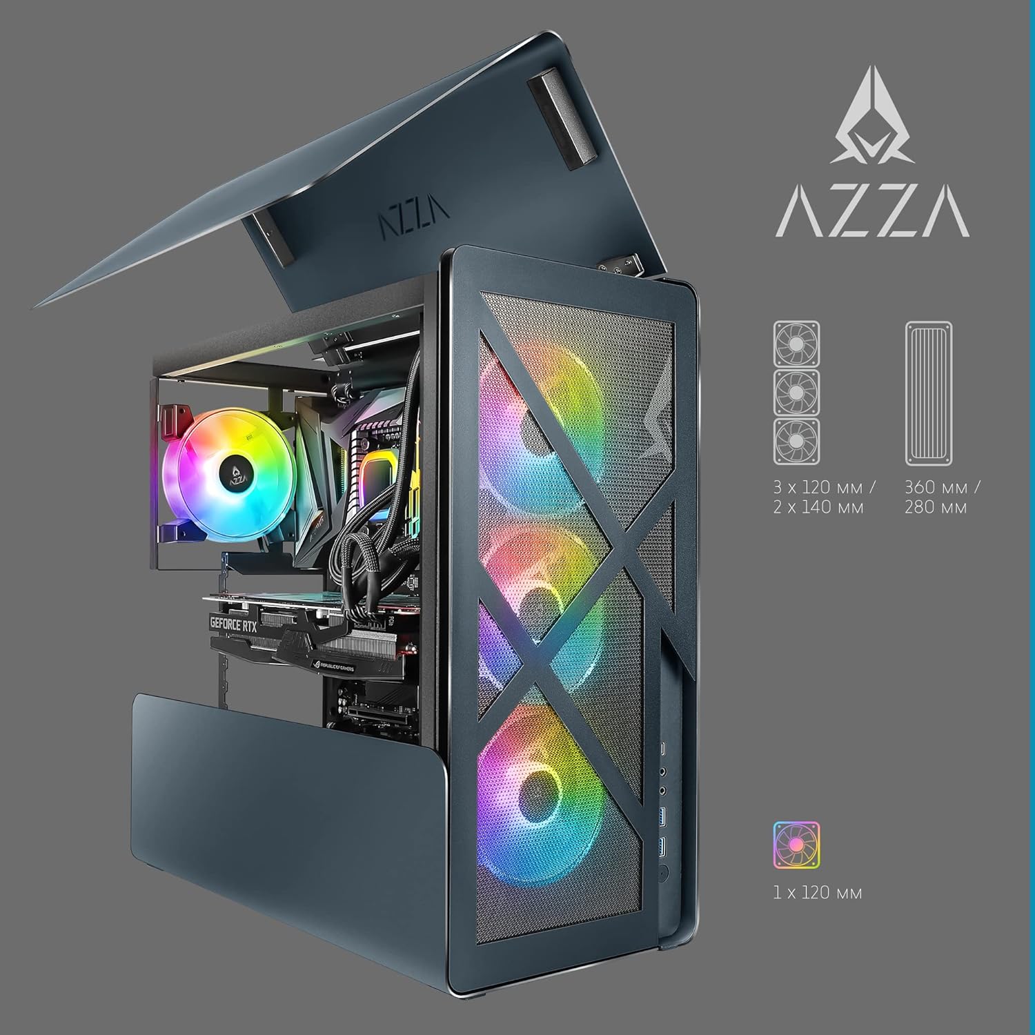 AZZA CAST PC Case – ATX Mid-Tower with Aluminum Wings, Mesh & Plate ...