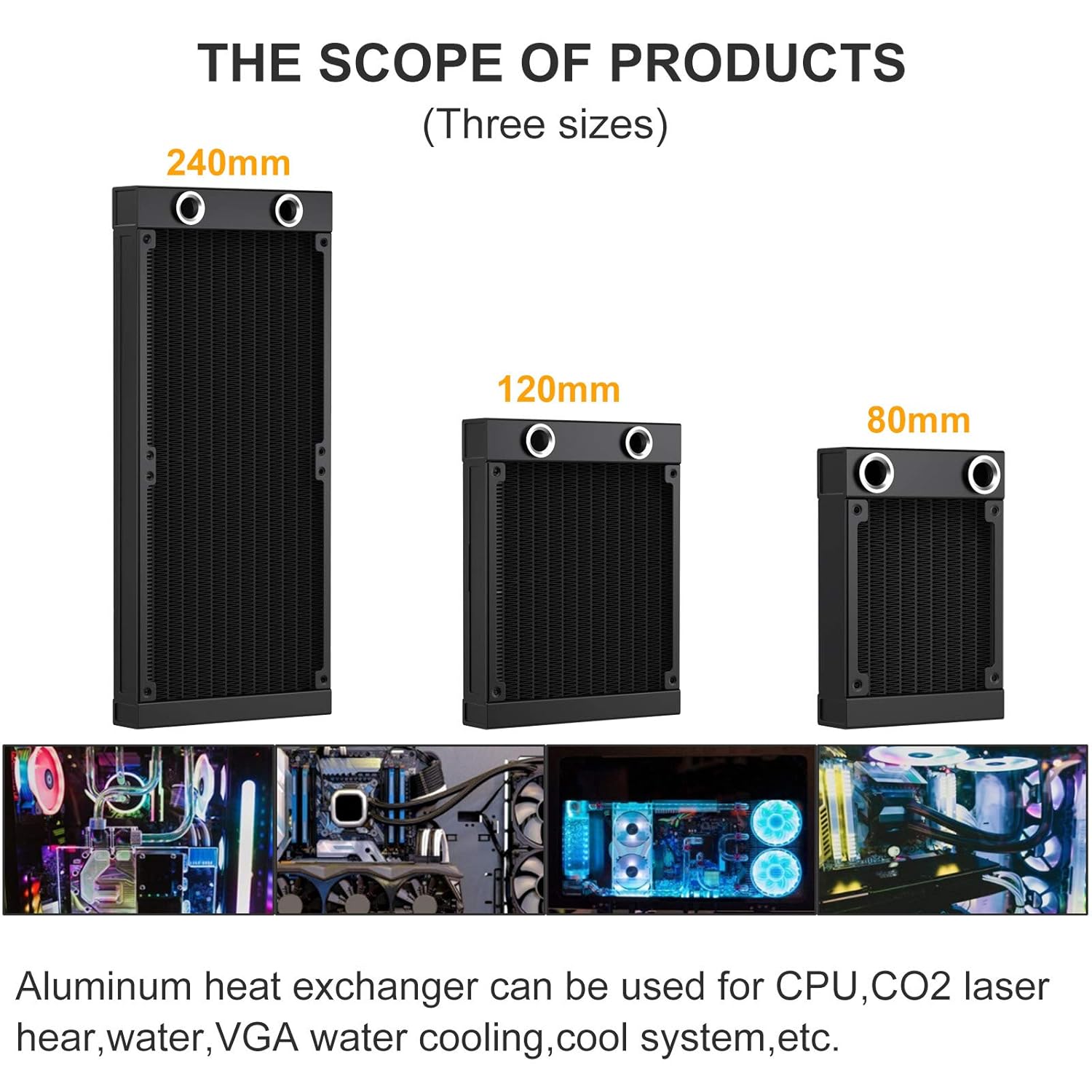 Water Cooling Computer Radiator, 12 Pipe Aluminum Heat Exchanger Liquid ...