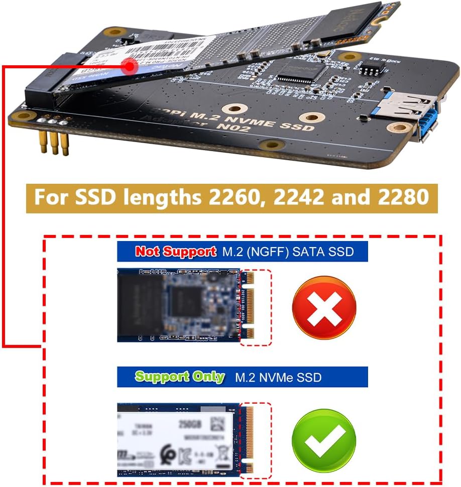 GeeekPi M.2 NVME SSD Storage Expansion Board for Raspberry Pi 4, Only ...