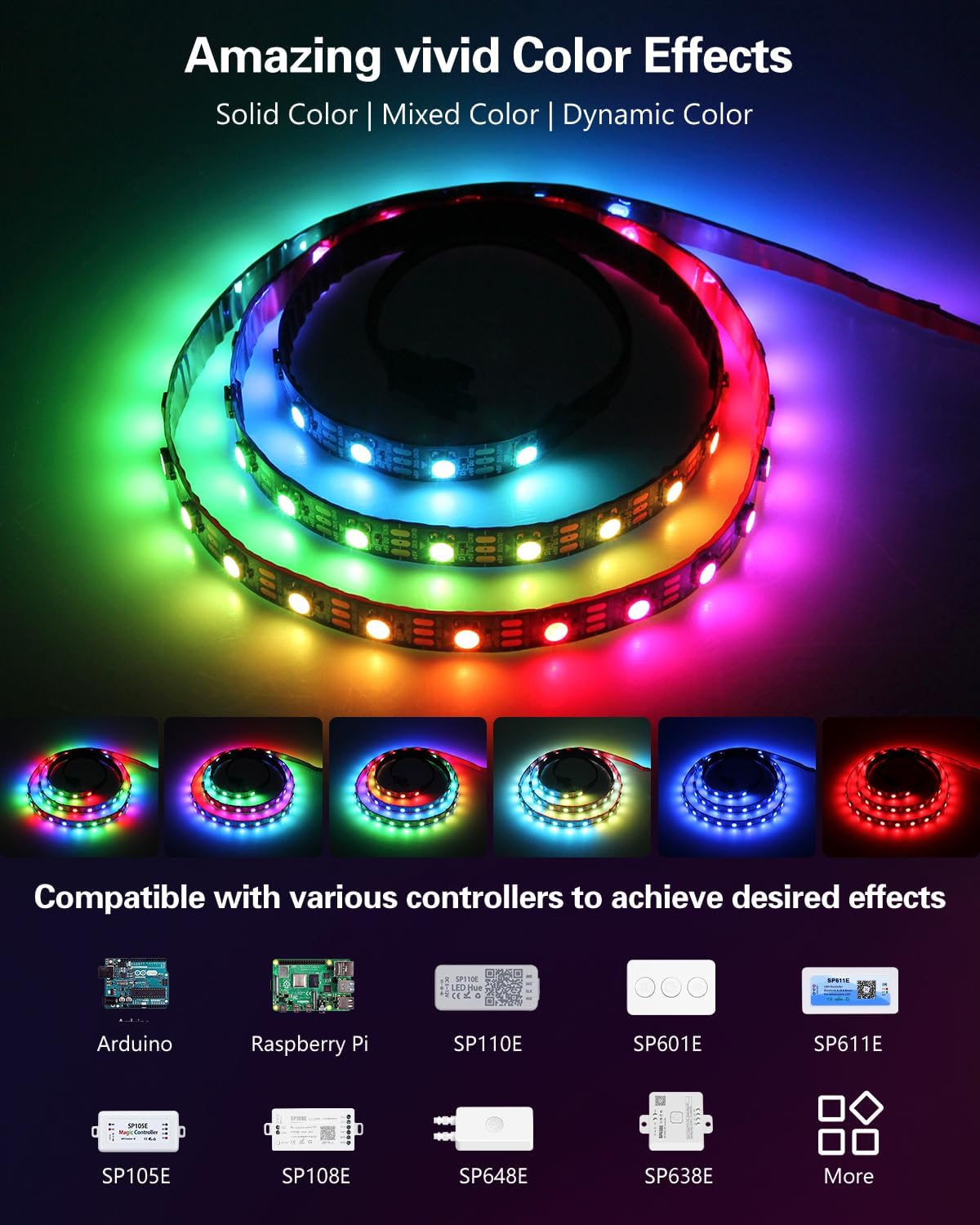ALITOVE 3.2ft 60 Pixels Strip WS2812B Individual Addressable RGB IC LED ...