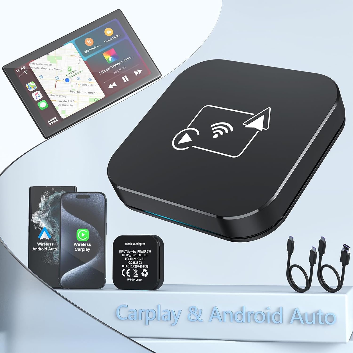 Android Auto Wireless Adapter and Wireless CarPlay Adapter,2024 Upgrade ...