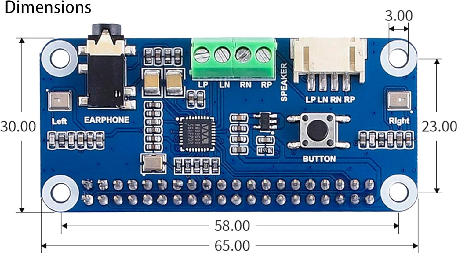 WM8960 Audio HAT Module for Raspberry Pi 4B/3B+/3B/2B/B+/A+/Zero/Zero W ...