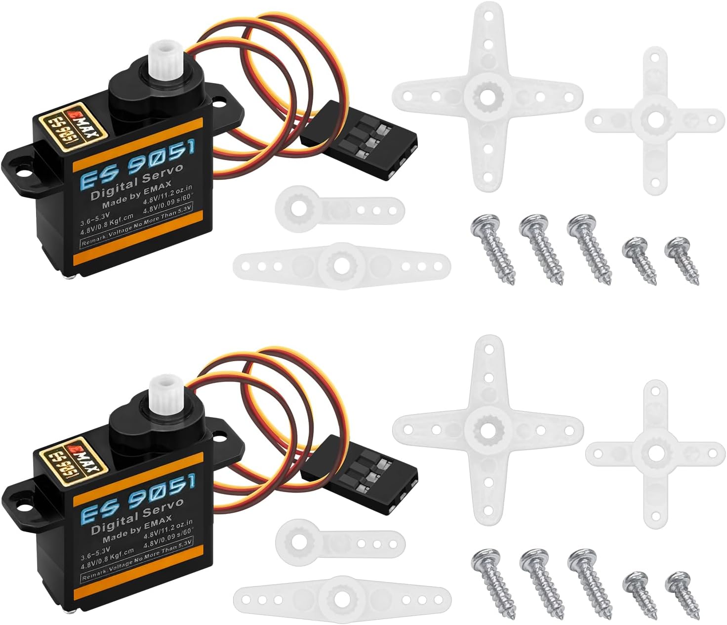 HAWK’S WORK 2 Pcs 4.8G Servo, Micro Digital Servo for Robot Arm RC ...